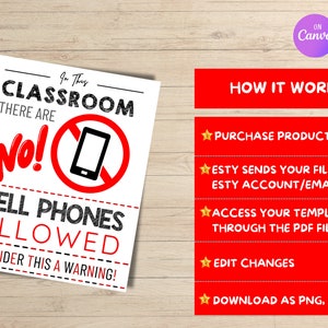 EDITABLE No Cellphones Allowed Wall Sign Classroom Poster, Classroom ...