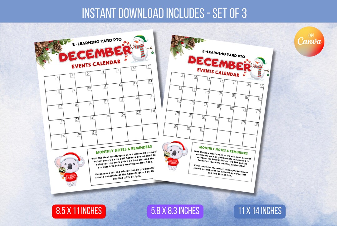 EDITABLE Monthly Event Calendar Flyer Template, Year at a Glance ...
