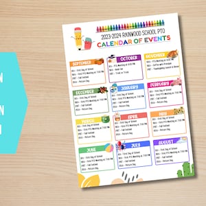 Editable Monthly Event Calendar Flyer Package Template, Year at a ...