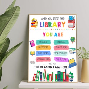 School Library Classroom Poster, Librarian Decor , Technology Teacher ...
