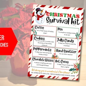 EDITABLE Christmas Survival Kit Template, Christmas Thank You Gift ...