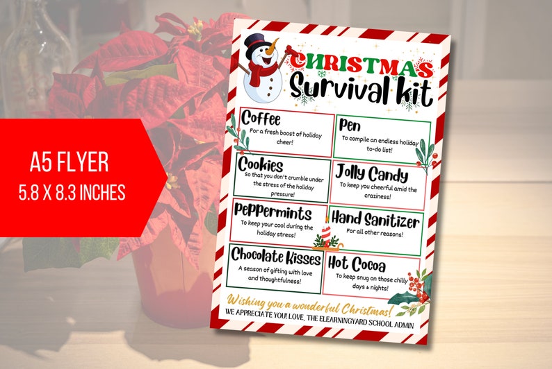 EDITABLE Christmas Survival Kit Template, Christmas Thank You Gift ...