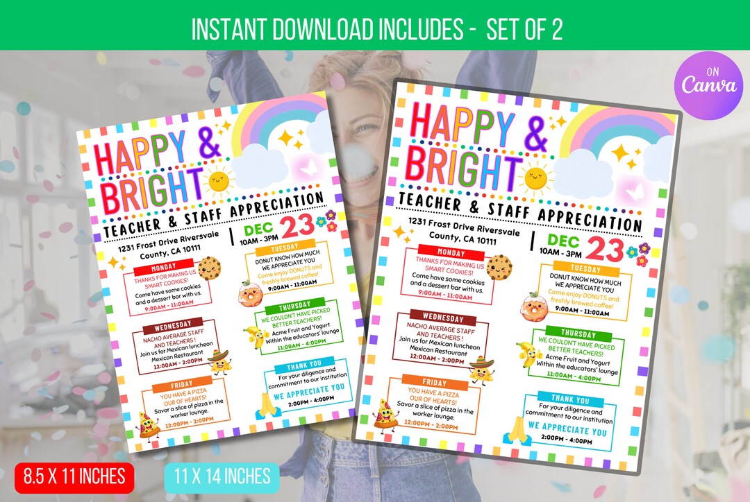 EDITABLE Teacher and Staff Appreciation Invitation, Editable School ...