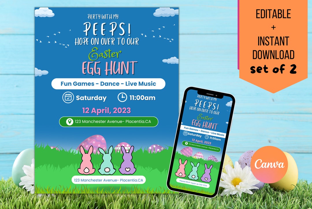 INSTANT DOWNLOAD Easter Egg Hunt Invitation, Editable Party With My ...