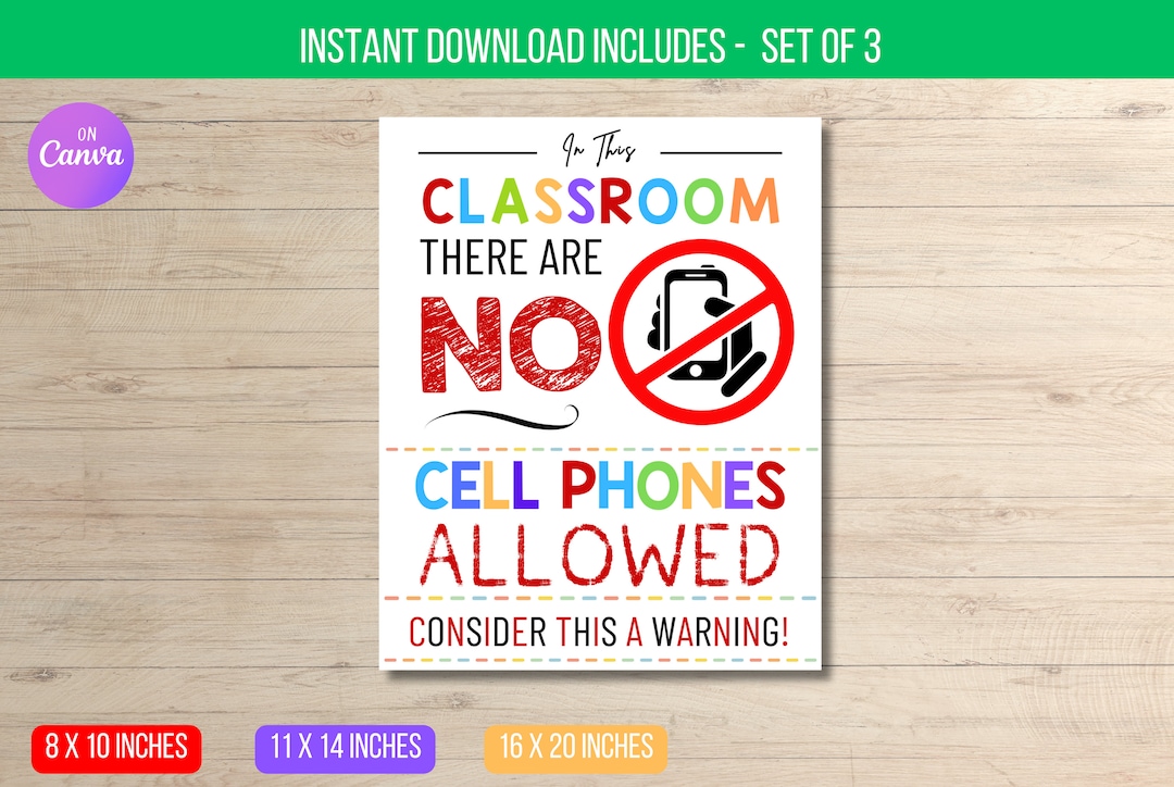 EDITABLE No Cellphones Allowed Wall Sign Classroom Poster, Classroom ...