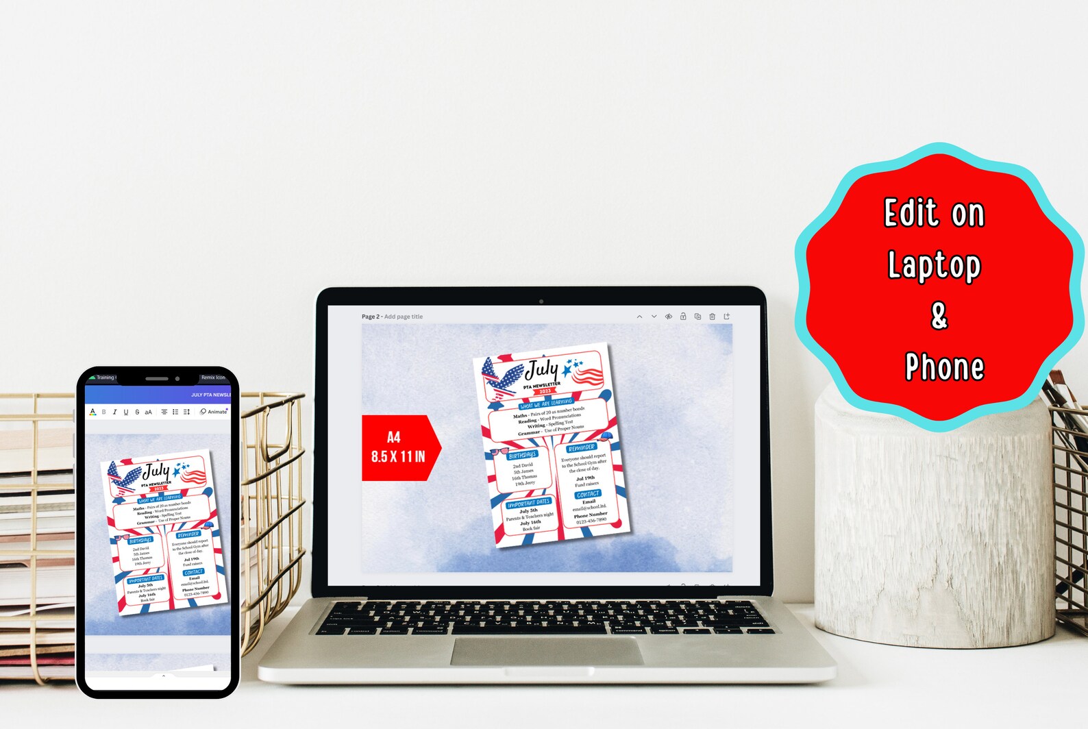 EDITABLE July Newsletter Template Classroom Printable Handout - Etsy