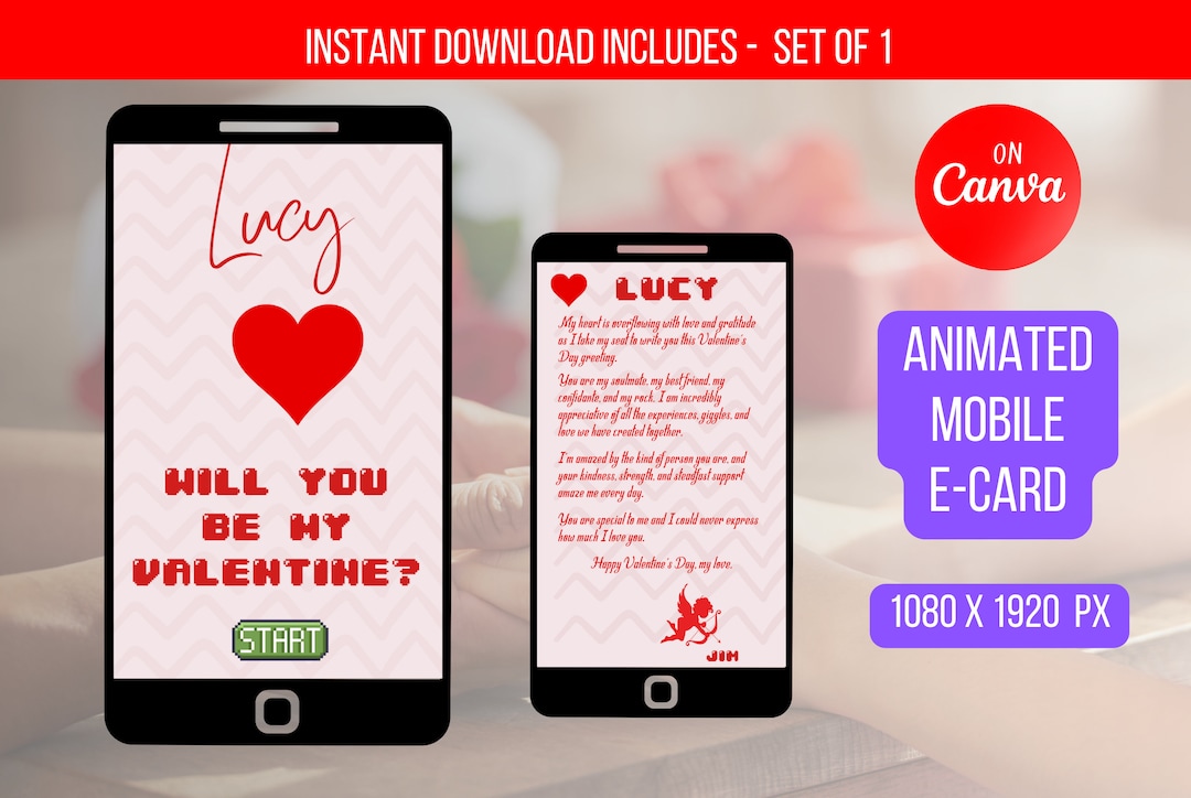 EDITABLE Valentines Day Animated Card Invite for Mobile Phone ...