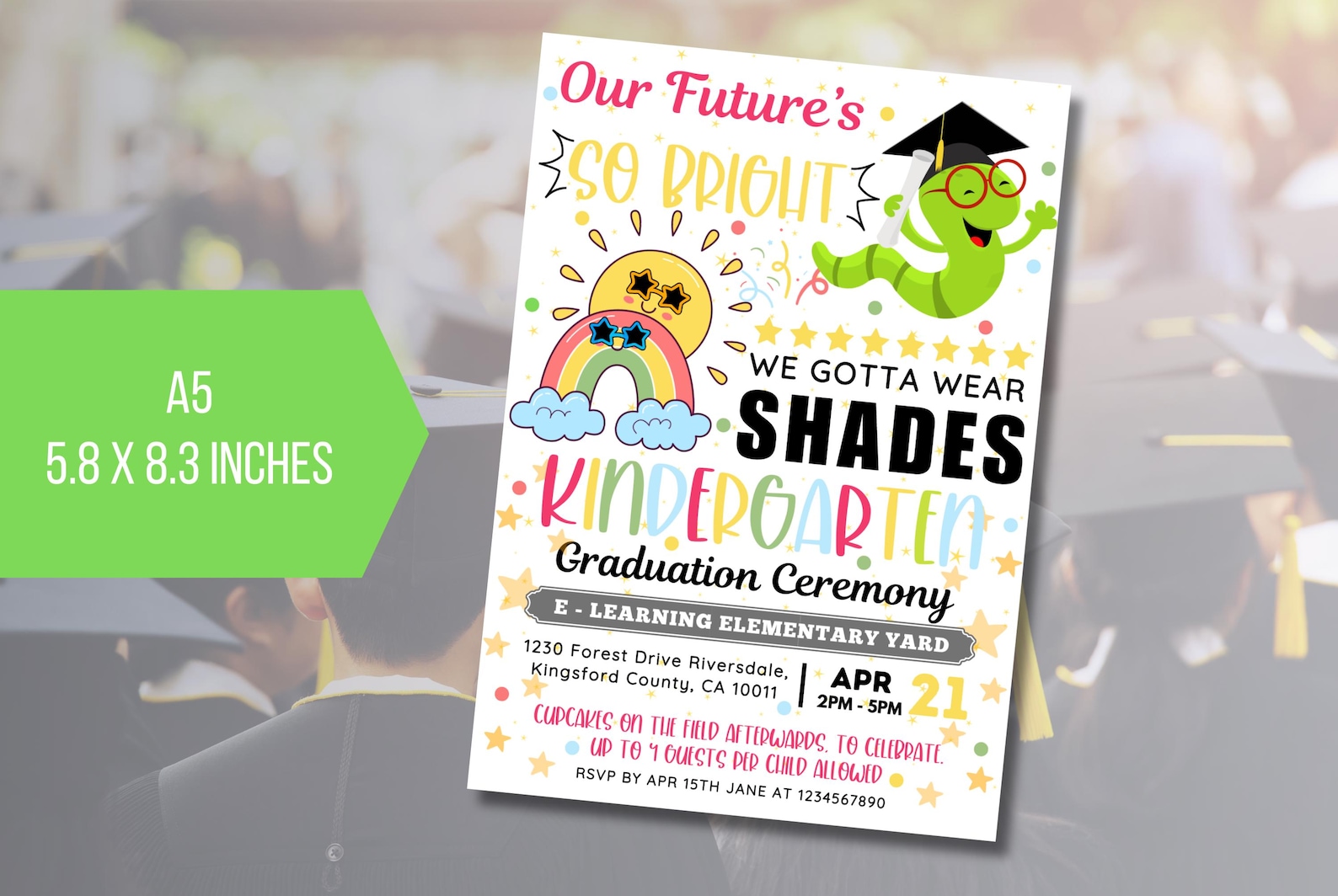 EDITABLE Our Future is Bright, Kindergarten Graduation Invitation ...