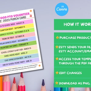 PRINTABLE Volunteer Punch Card Template, PTO PTA Volunteer Template ...