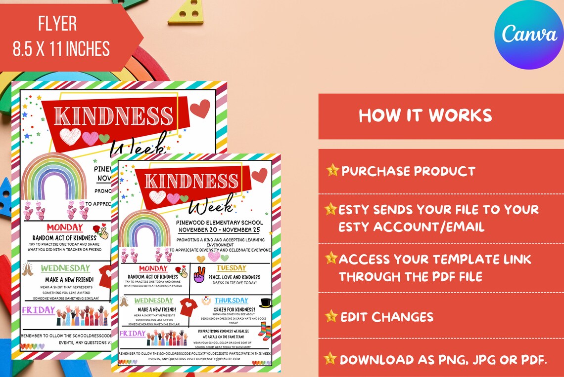 Kindness Week Itinerary Flyer, Diversity Inclusion, Printable Editable ...