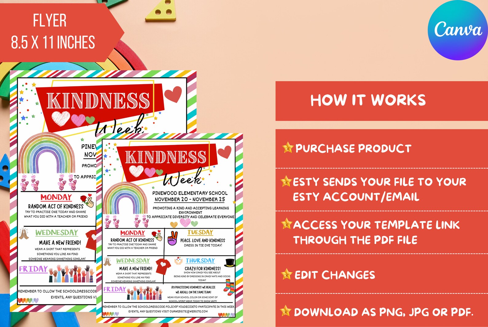 Kindness Week Itinerary Flyer, Diversity Inclusion, Printable Editable ...