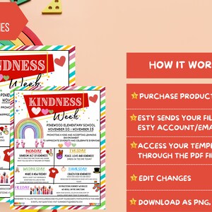 Kindness Week Itinerary Flyer, Diversity Inclusion, Printable Editable ...