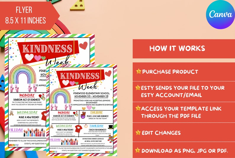 Kindness Week Itinerary Flyer Diversity Inclusion Printable - Etsy