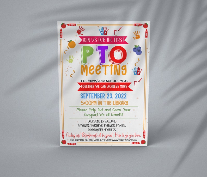 EDITABLE PTO PTA Meeting Handout Flyer School Fundraiser - Etsy