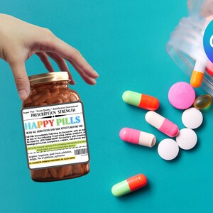 EDITABLE Happy Pills Label Funny Gag Gift Professional Office - Etsy