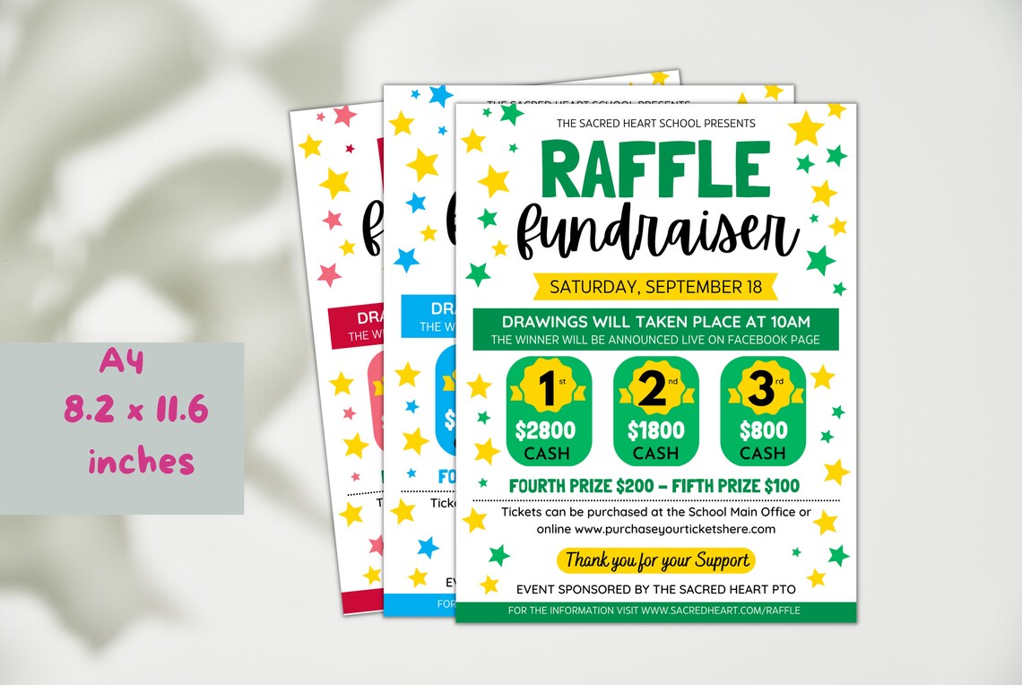 Raffle Fundraiser Flyer, Raffle Fundraiser Editable Template, Sports ...