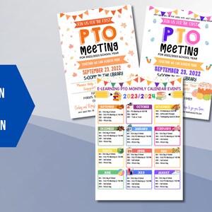 EDITABLE PTA Meeting Season Package Flyer, School Information PTO ...