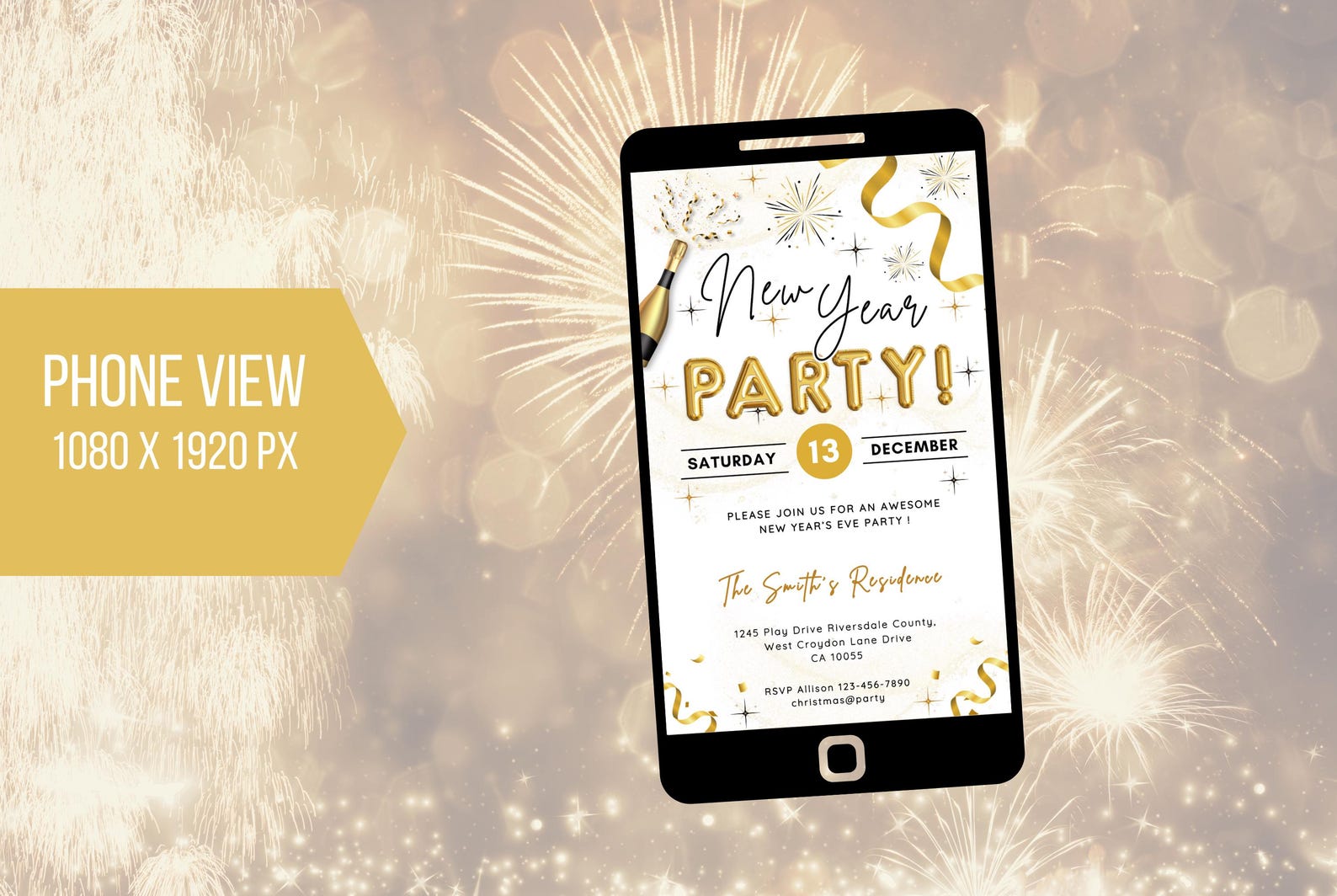 EDITABLE New Years Party Invite, 2024 Cheers to the New Year’s Party ...