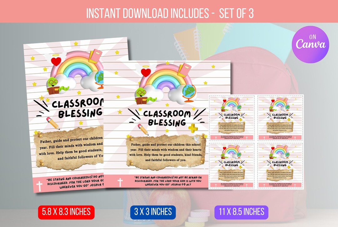 EDITABLE Classroom Blessing Tag, First Day of School Teacher Prayer ...