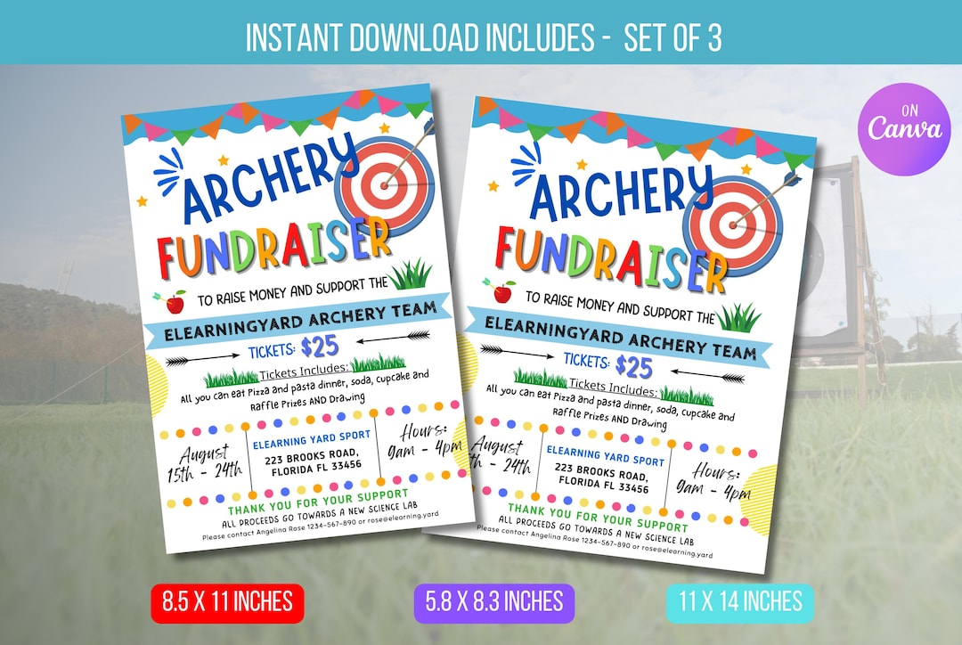 EDITABLE Archery Fundraiser Flyer, Archery Flyer Fundraiser, Fundraiser ...