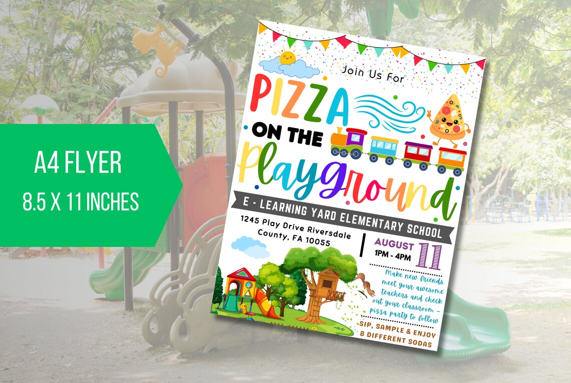 EDITABLE Pizza on the Playground Flyer, Pizza on the Playground Flyer ...