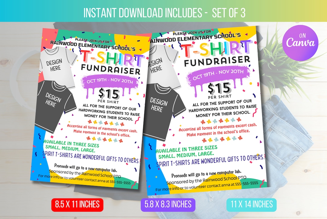 EDITABLE T-shirt Fundraiser Flyer Printable PTO PTA Sale Clothing ...