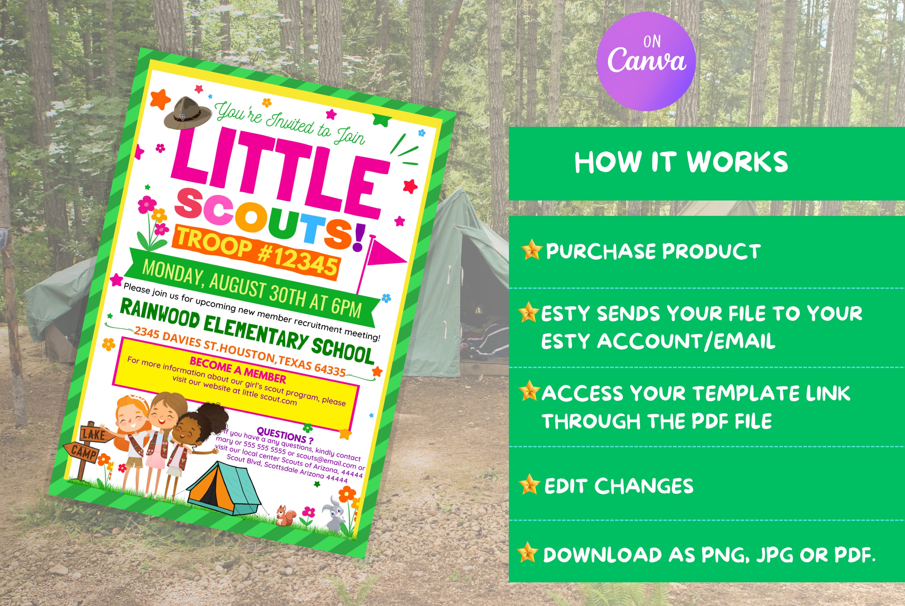 EDITABLE Scout Recruitment Flyer Troop Informational Meeting - Etsy
