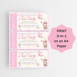 Ladies Tea Event Flyer Printable, Pink and Gold Par-tea Invite Template ...
