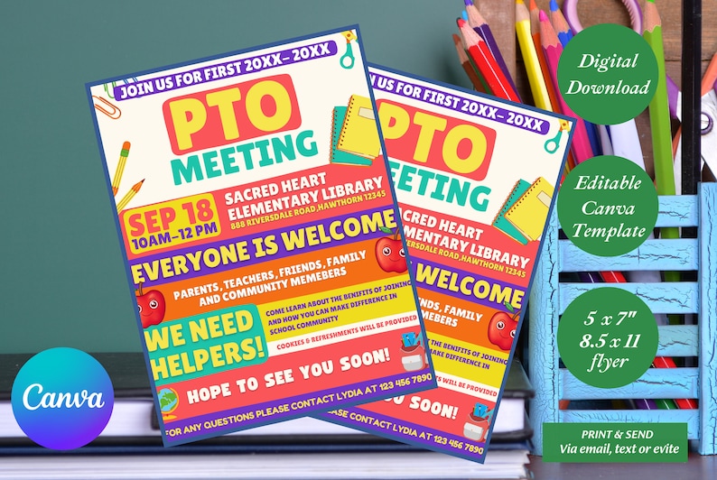 EDITABLE PTO PTA Meeting Handout Flyer, School Fundraiser Event ...