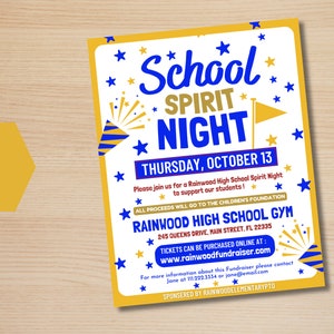 EDITABLE School Spirit Flyer, School Spirit Night Party, Spirt Night ...