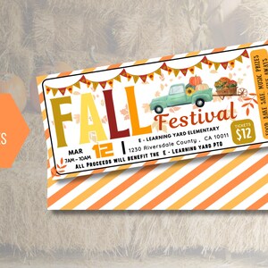 EDITABLE Fall Harvest Festival Invitation Ticket, School Event Harvest ...