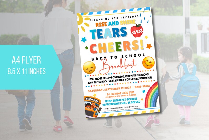 EDITABLE Tears and Cheers Breakfast, Back to School Invite PTA PTO ...