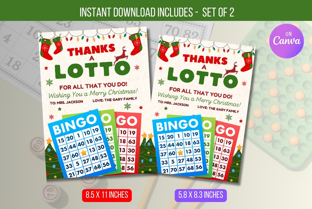 EDITABLE Christmas Lottery Gift Card Holder, Thanks a Lotto, Work ...