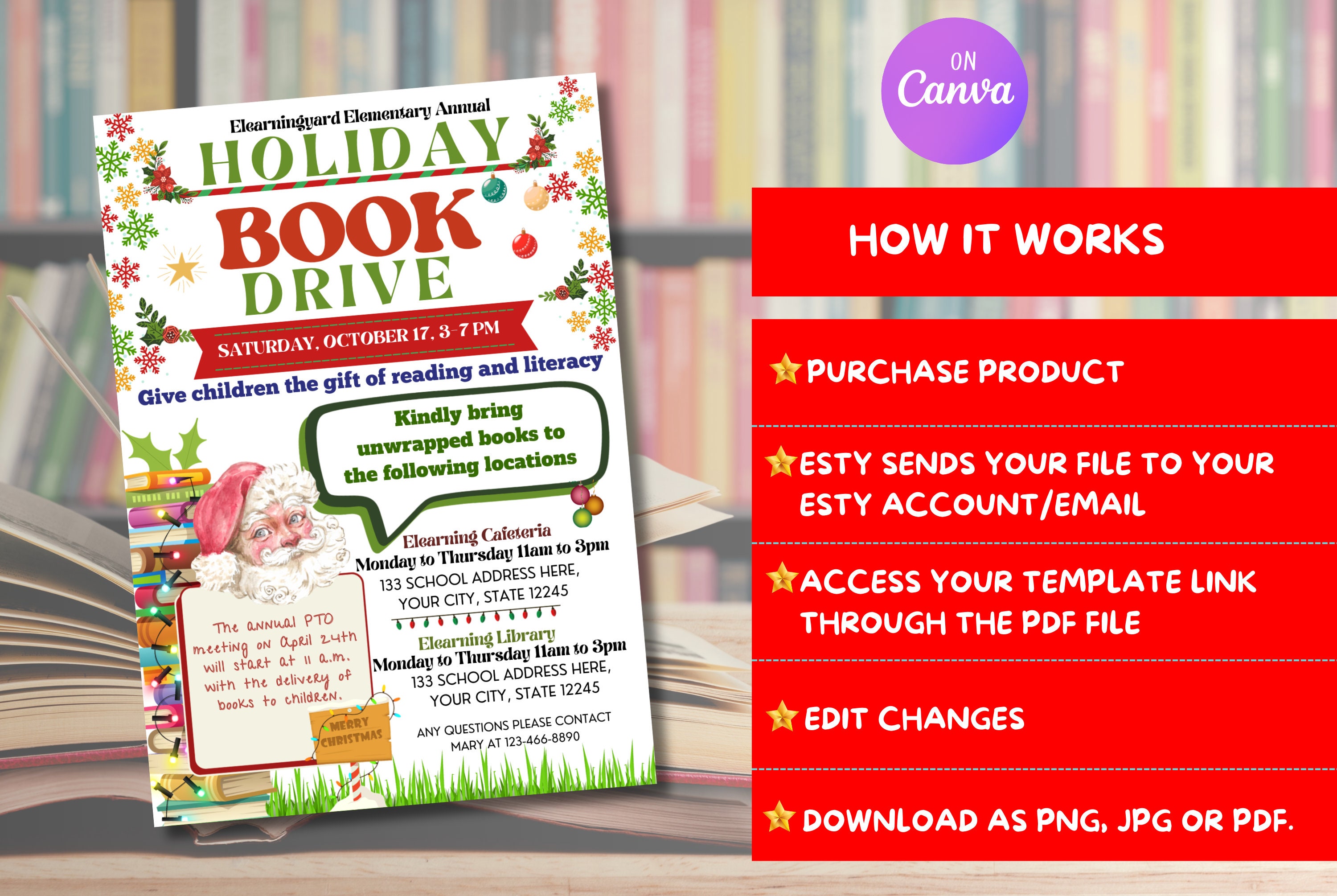 EDITABLE Holiday Book Fair Invitation Flyer School Holiday - Etsy