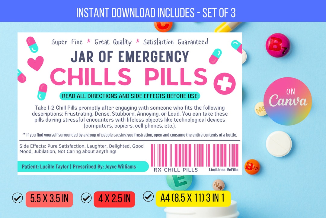 EDITABLE Happy Pills Label, Funny Gag Gift Professional Office Gift, Co ...