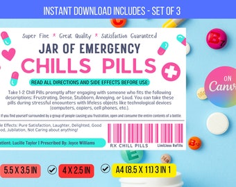 EDITABLE Happy Pills Label, Funny Gag Gift Professional Office Gift ...
