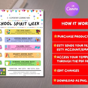 EDITABLE School Spirit Week Flyer, School Spirit Week Poster, Spirit ...