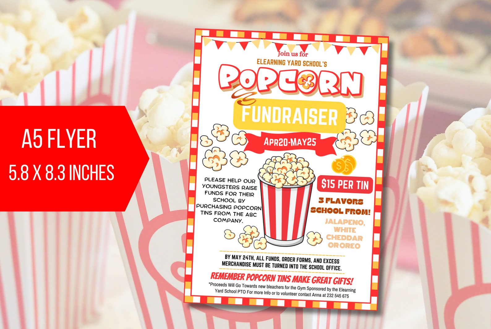 EDITABLE Popcorn Fundraiser Flyer Template, Non Profit Event Poster ...