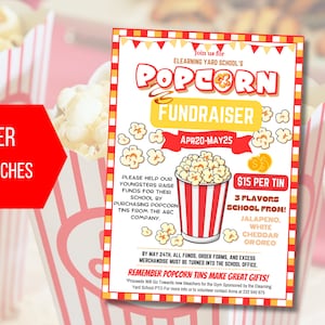 EDITABLE Popcorn Fundraiser Flyer Template, Non Profit Event Poster ...
