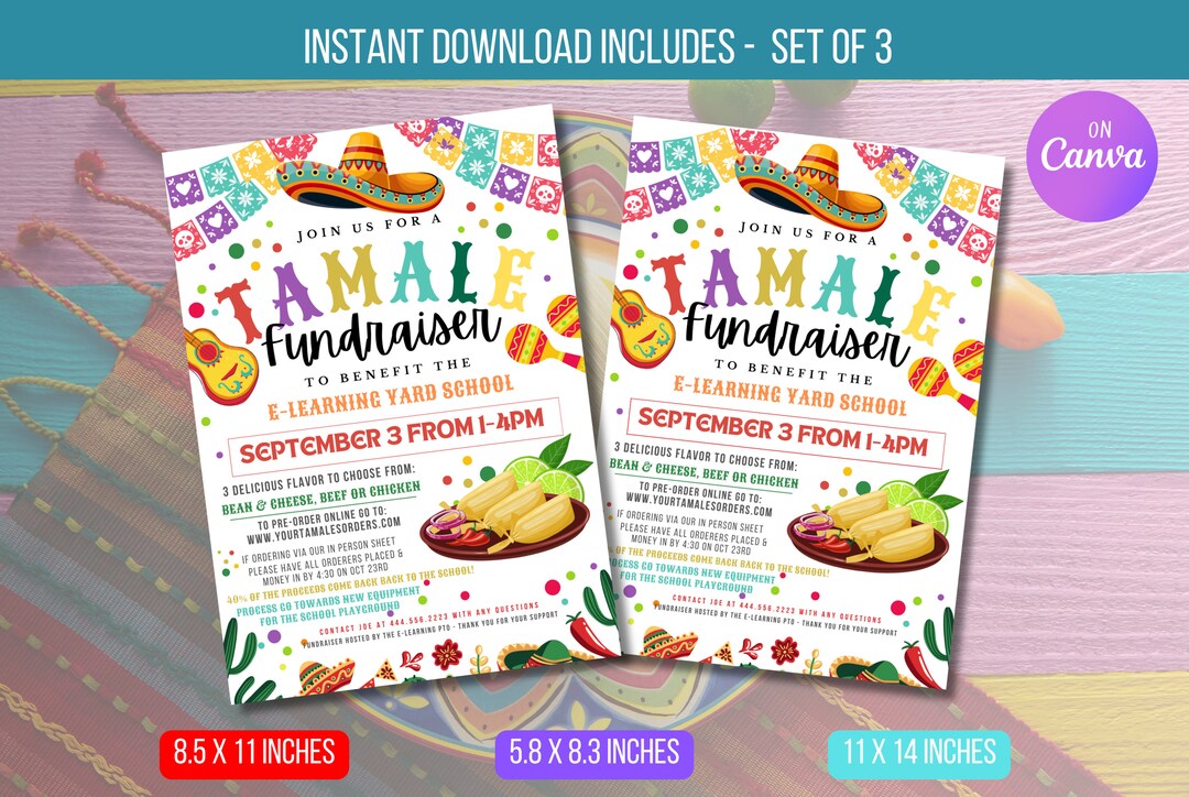 EDITABLE Tamale Fundraiser, Mexican Food Dinner Night Event, PTO PTA ...