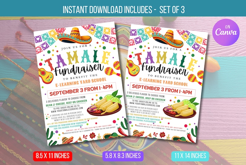 EDITABLE Tamale Fundraiser, Mexican Food Dinner Night Event, PTO PTA ...