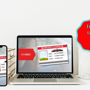 EDITABLE Race Car Drivers License Birthday Party Decorations, ID Badge ...