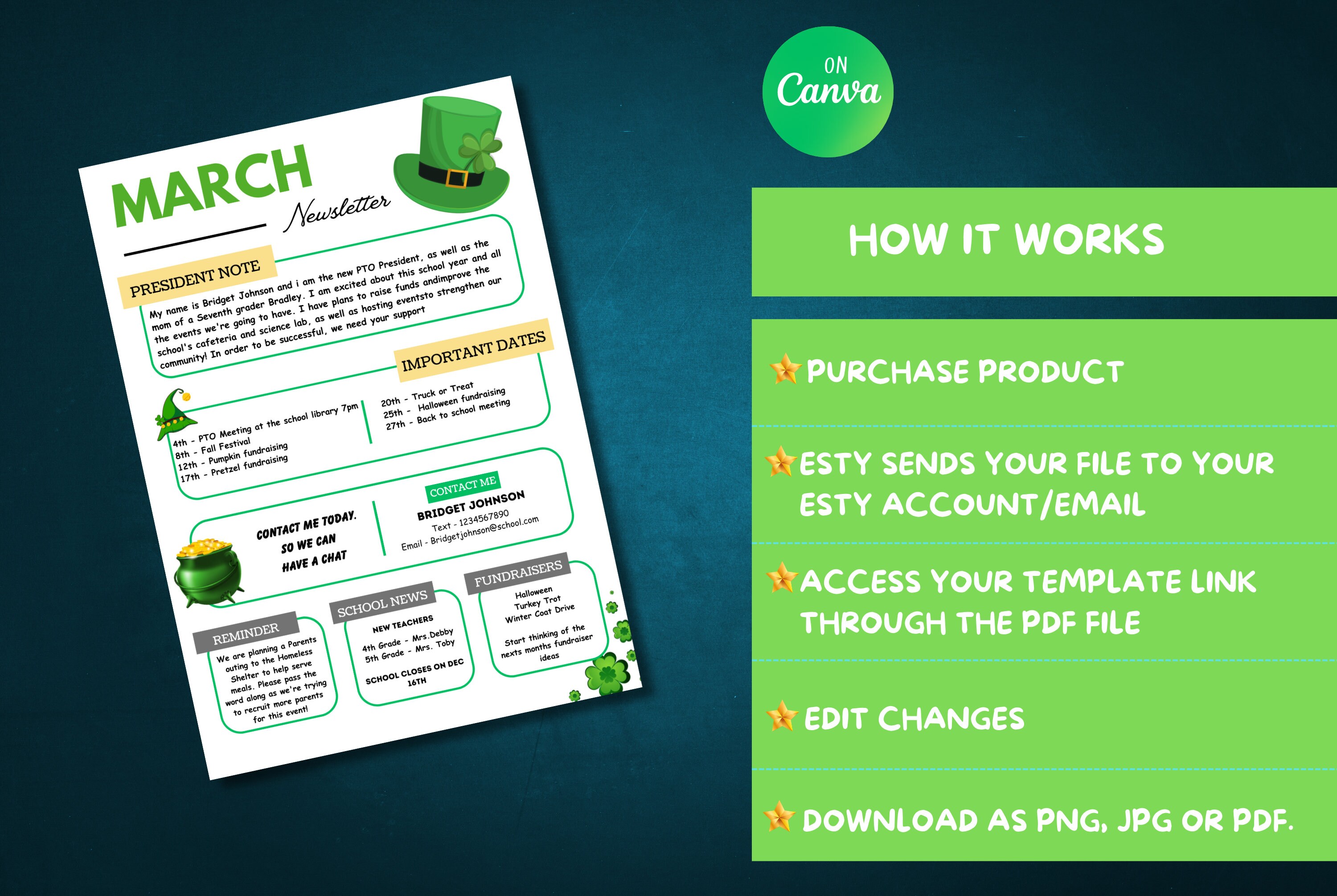 EDITABLE March Newsletter Template Classroom Printable - Etsy
