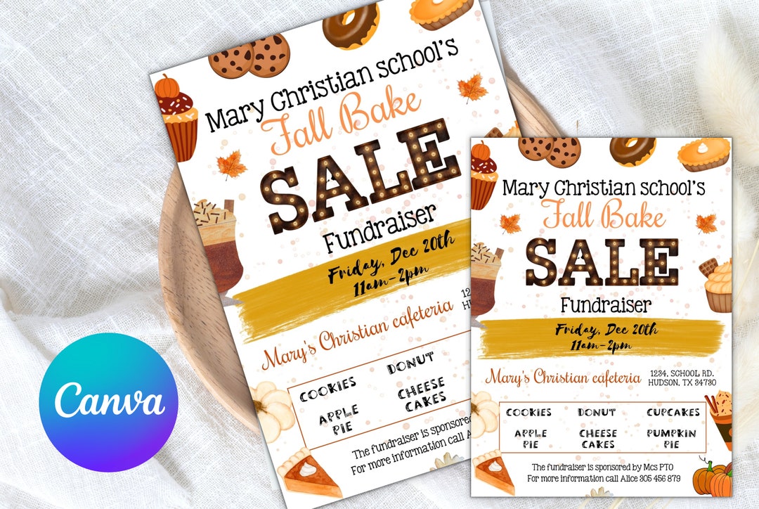 EDITABLE Fall Bake Sale Flyer, School Bake Sale Flyer, Church Fall Bake ...