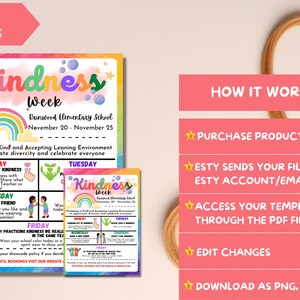 Kindness Week Itinerary Flyer, Diversity Inclusion, Printable Editable ...