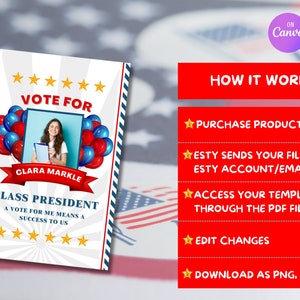 EDITABLE Presidential Campaign Poster, Class Campaign President, High ...