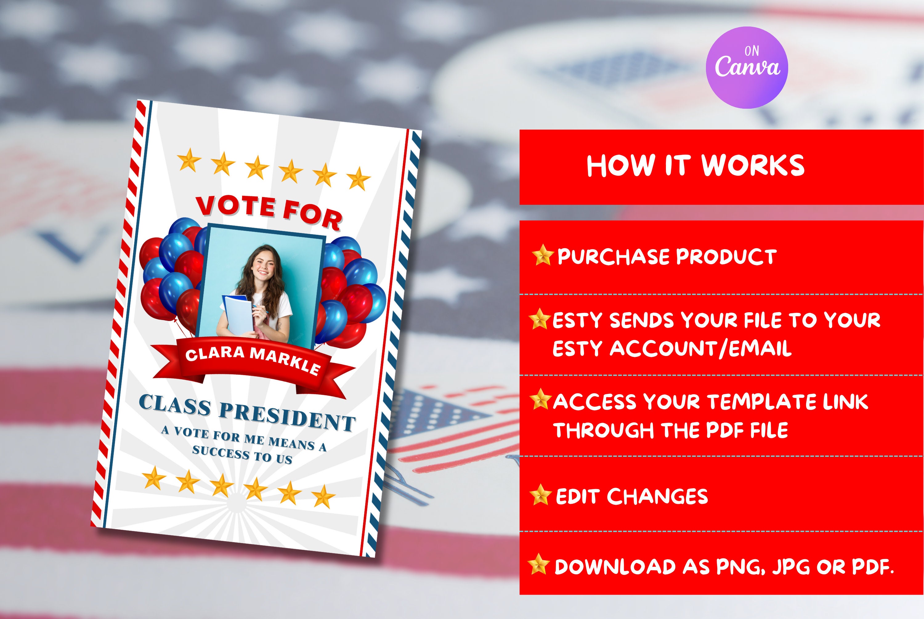 EDITABLE Presidential Campaign Poster, Class Campaign President, High ...