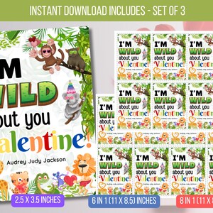 EDITABLE I'm Wild About You Jungle Valentine Day Tag, Classroom Friend ...