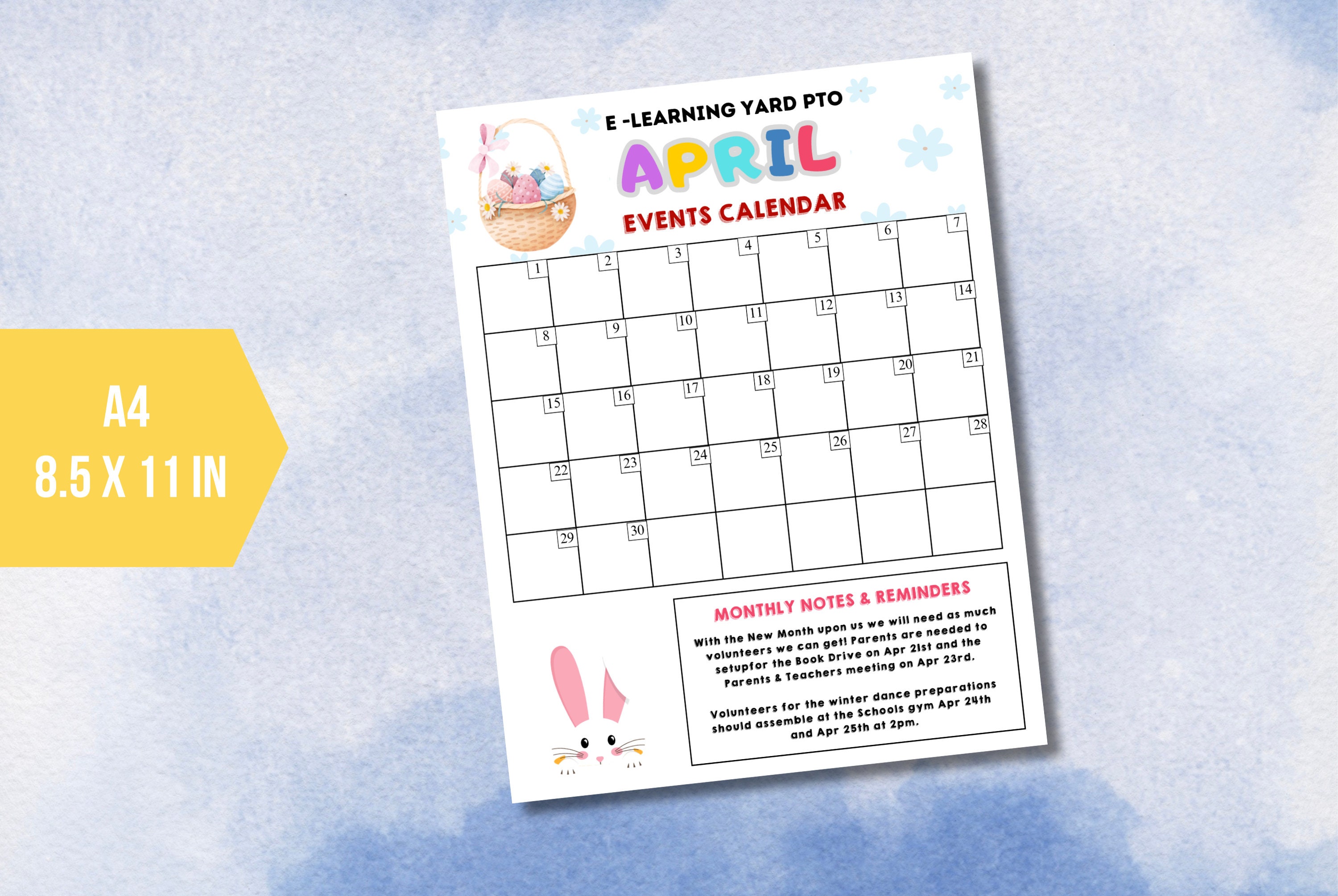 EDITABLE Monthly Event Calendar Flyer Template Year at a - Etsy