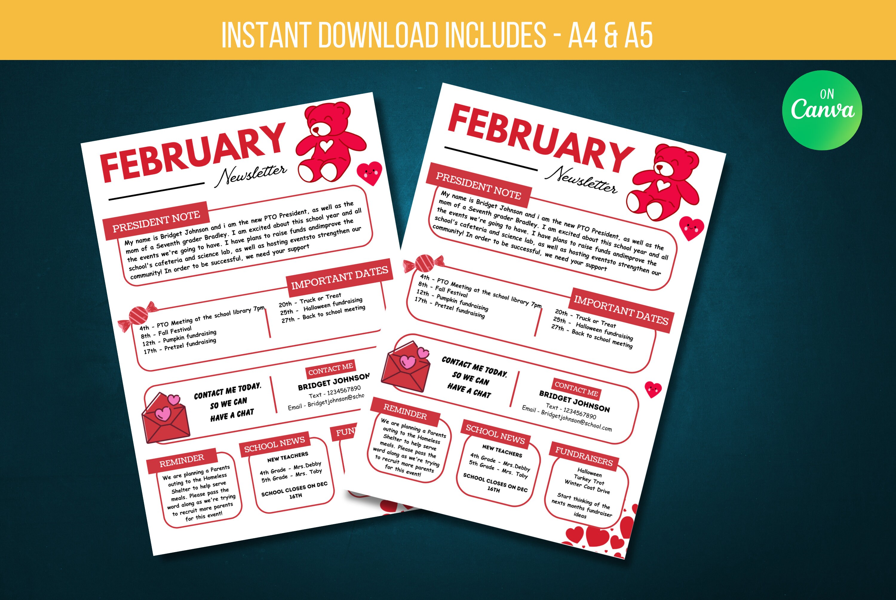 EDITABLE February Newsletter Template Classroom Printable - Etsy